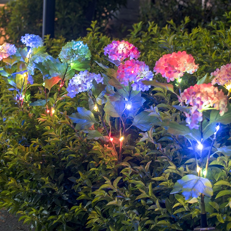 Solar 3Head Hydrangea LED Outdoor Flower Lights Waterproof Decoration ...