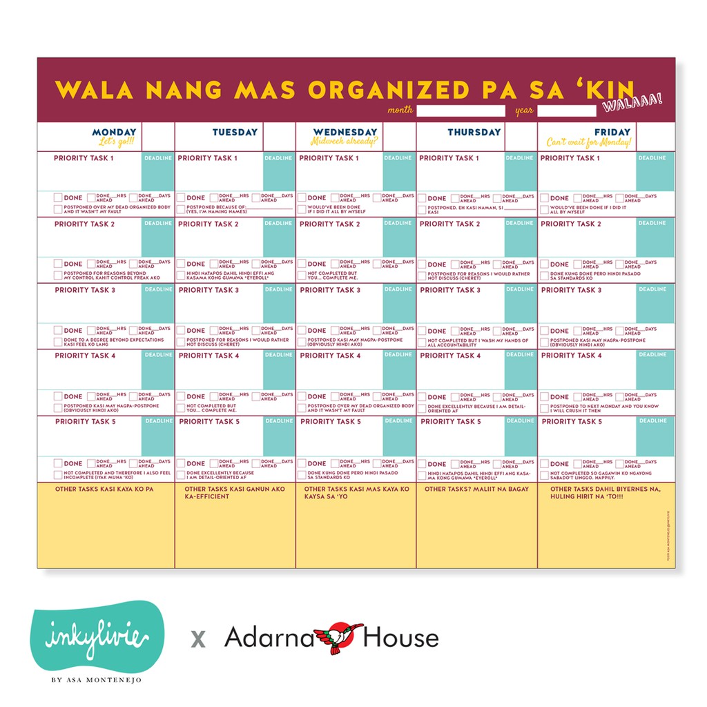 Wala nang mas Organized pa sa Akin - Weekly Planner Notepad by Inky ...