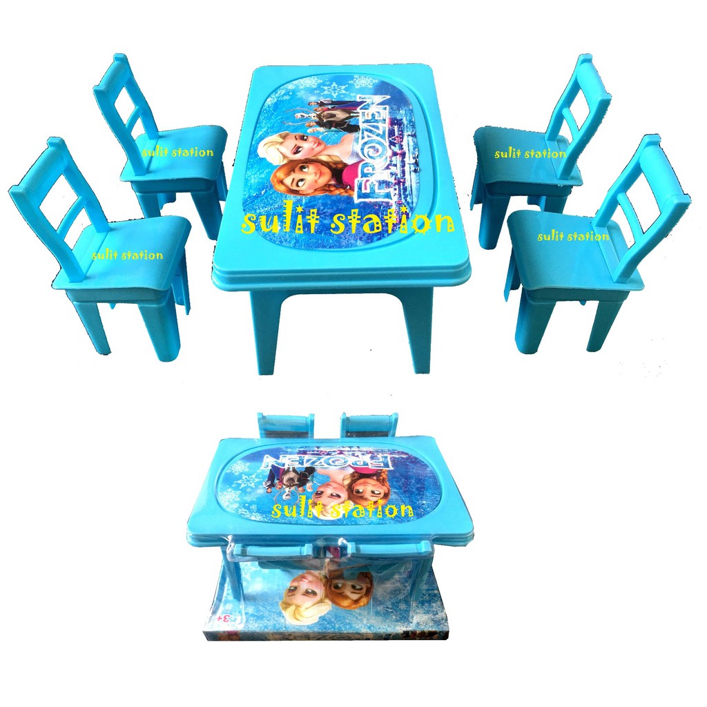 5in1 FROZEN ELSA ANNA MINI DOLL HOUSE KITCHEN DINING TABLE CHAIRS TOY ...