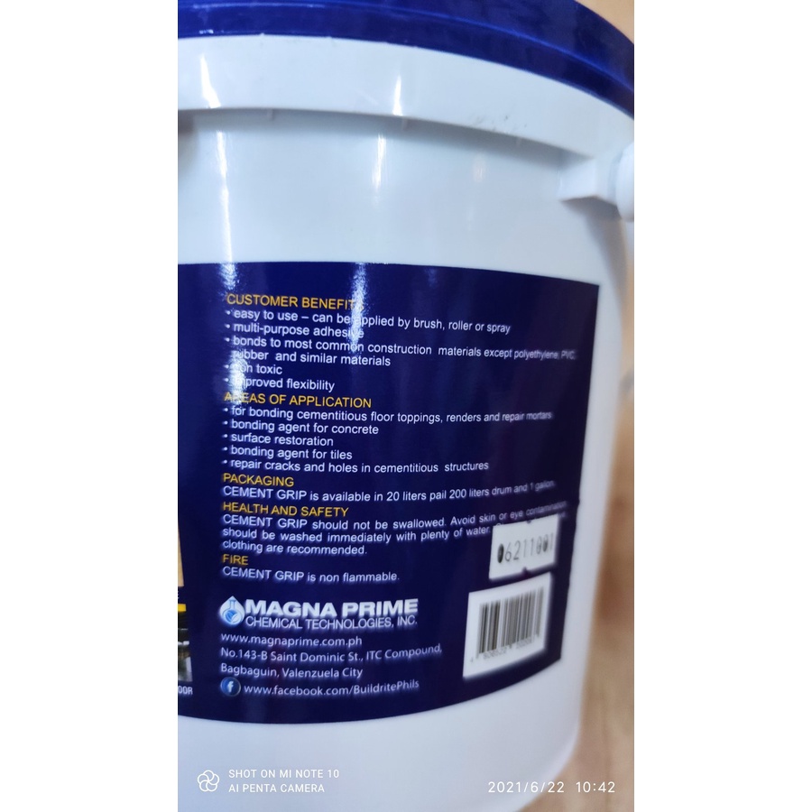 Buildrite Cement Grip Acrylic Based Bonding Agent Adhesive 4 Liters ...