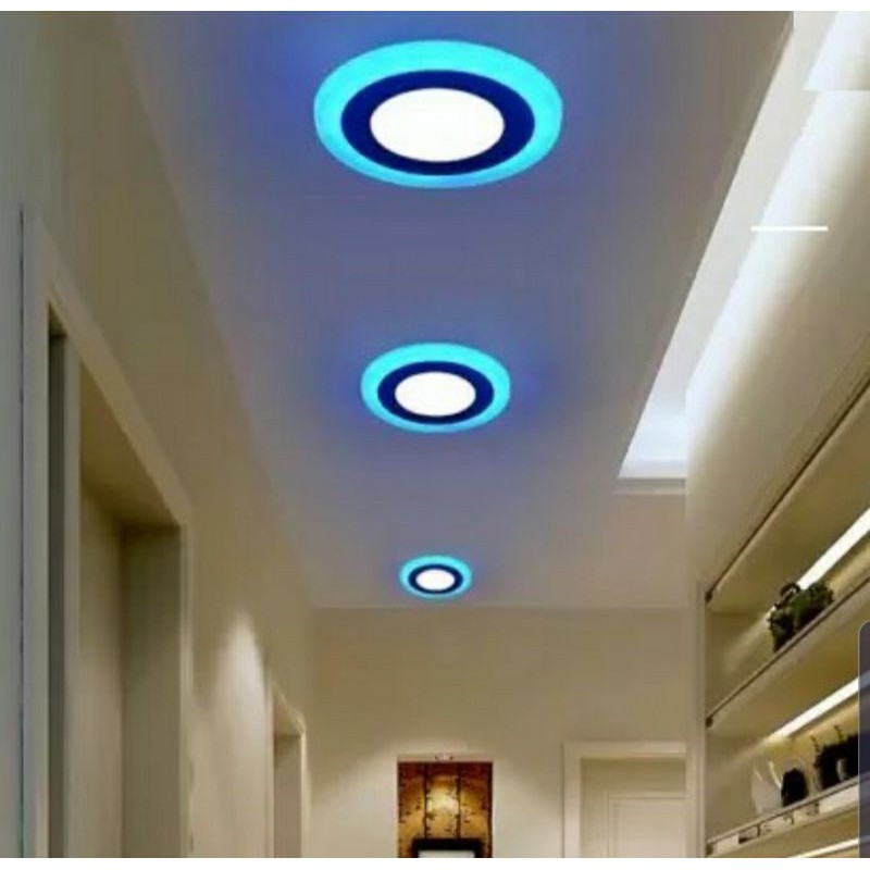 PUTIH Led Panel Downlight 2 Colors Blue White Round 6+3 Watt | Shopee ...