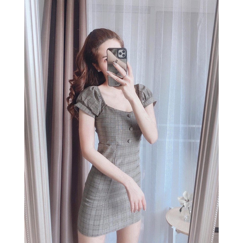 Scott minidress Plaid Mini Dress Doll Sleeves | Shopee Philippines