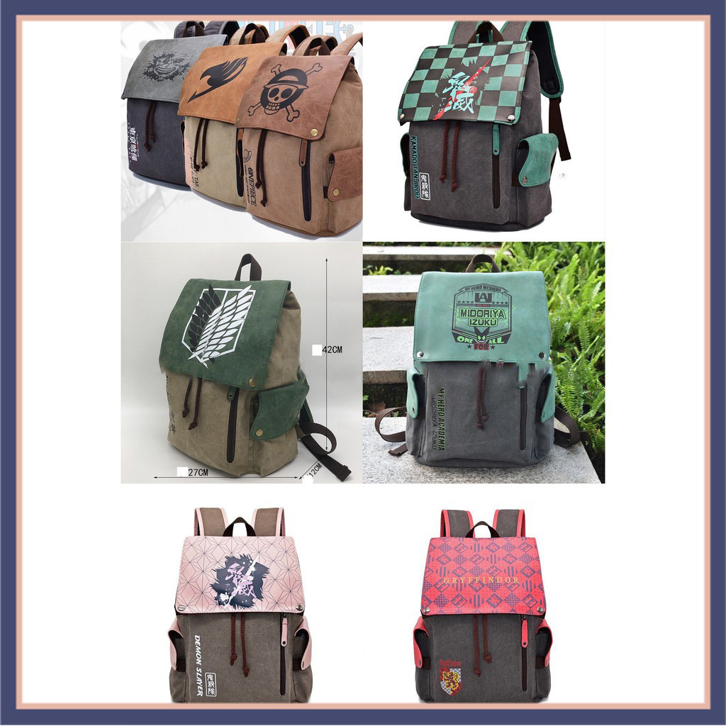 Anime Backpack Attack On Titan,One Piece,Fairy Tail,Demon Slayer,Tokyo ...