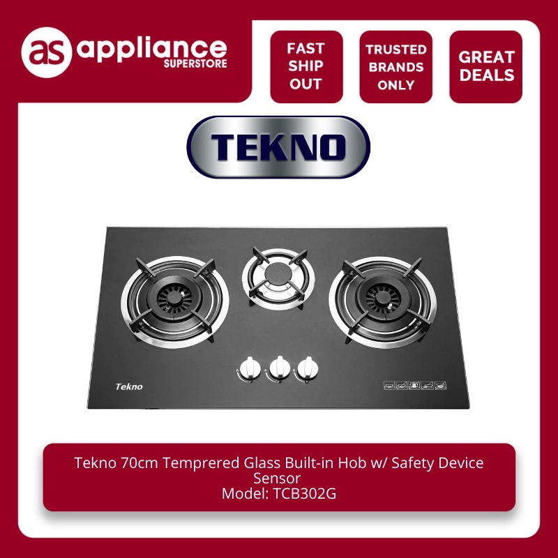 Tekno 70cm Temprered Glass Built-in Hob w/ Safety Device TCB302G ...