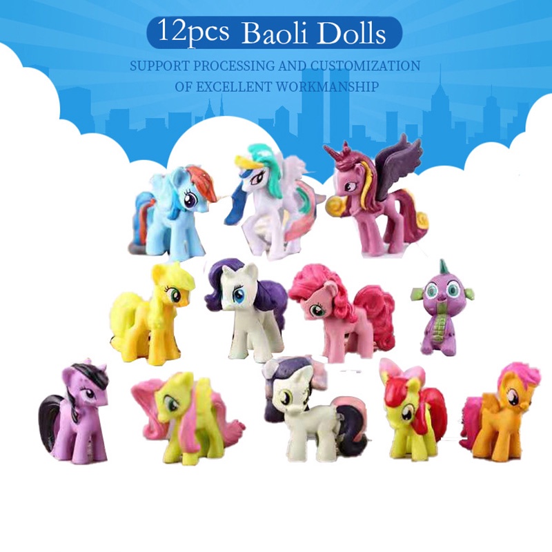 12 Pcs My Little Pony Cake Topper Decoration Girls Cartoon Toys Dolls ...