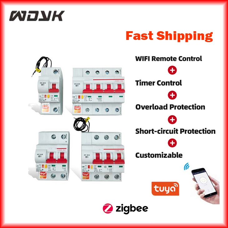 WDYK ZJSB9 1P-4P Tuya Zigbee Smart Crcuit Breaker Remote Control Din ...