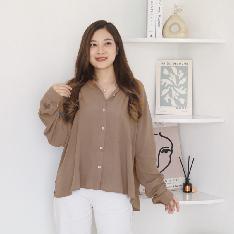 KEMEJA Rayon CRINKLE AIRFLOW POLOS Women's OVERSIZE Shirt AL06 | Shopee ...