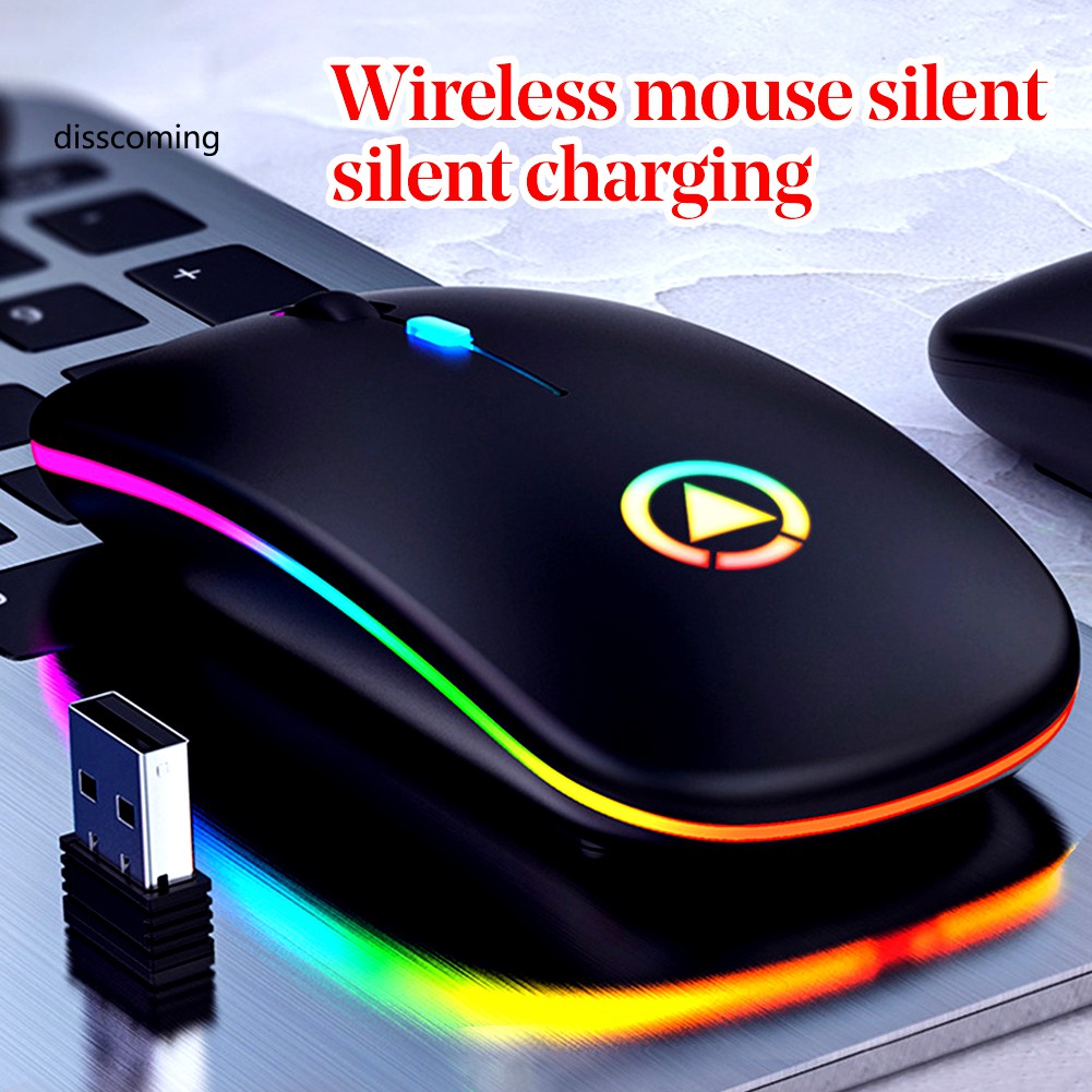 WB-Rechargeable Wireless Silent Colorful LED Mice Optical Ergonomic ...