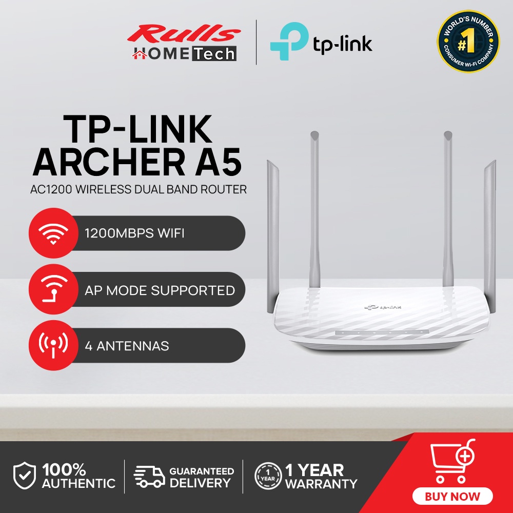 TP-Link Archer A5 AC1200 Wireless Dual Band Wi-Fi Router | 2.4GHz ...