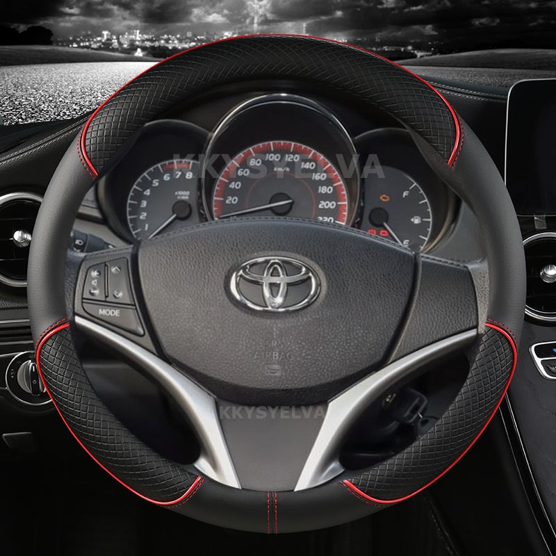 Toyota Leather Car Steering Wheel Cover for Vios Altis Rush Avanza ...