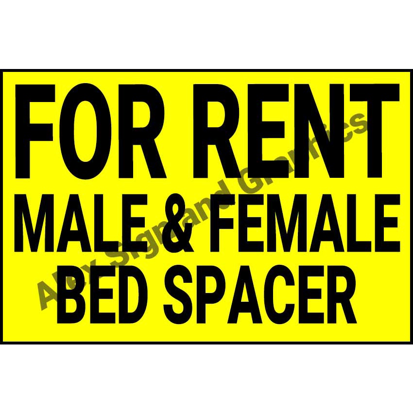For Rent: Male & Female Bed Spacer PVC Signage - A4 Size (7.5 x 11.25 ...