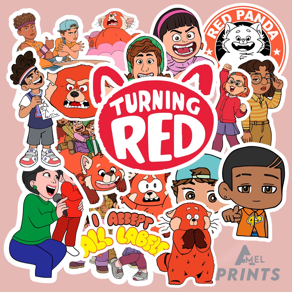 50 PCS Turning Red Version 2 Disney Pixar Movie Sticker Set - 3CM, 4 ...