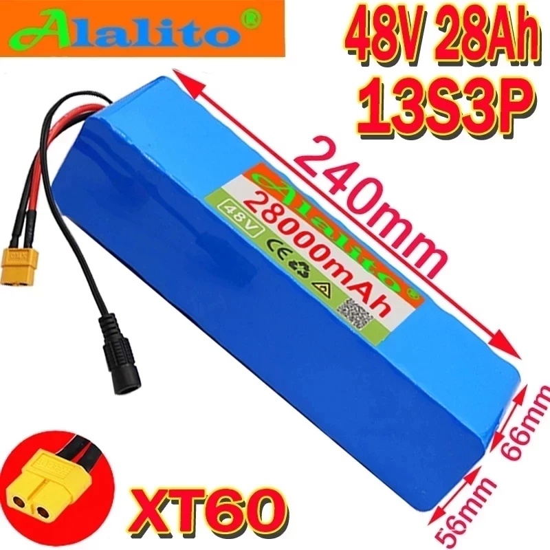 48V Lithium Li-ion 48v 28Ah 1000W 13S3P li-ion Battery Pack 54.6v Ebike ...