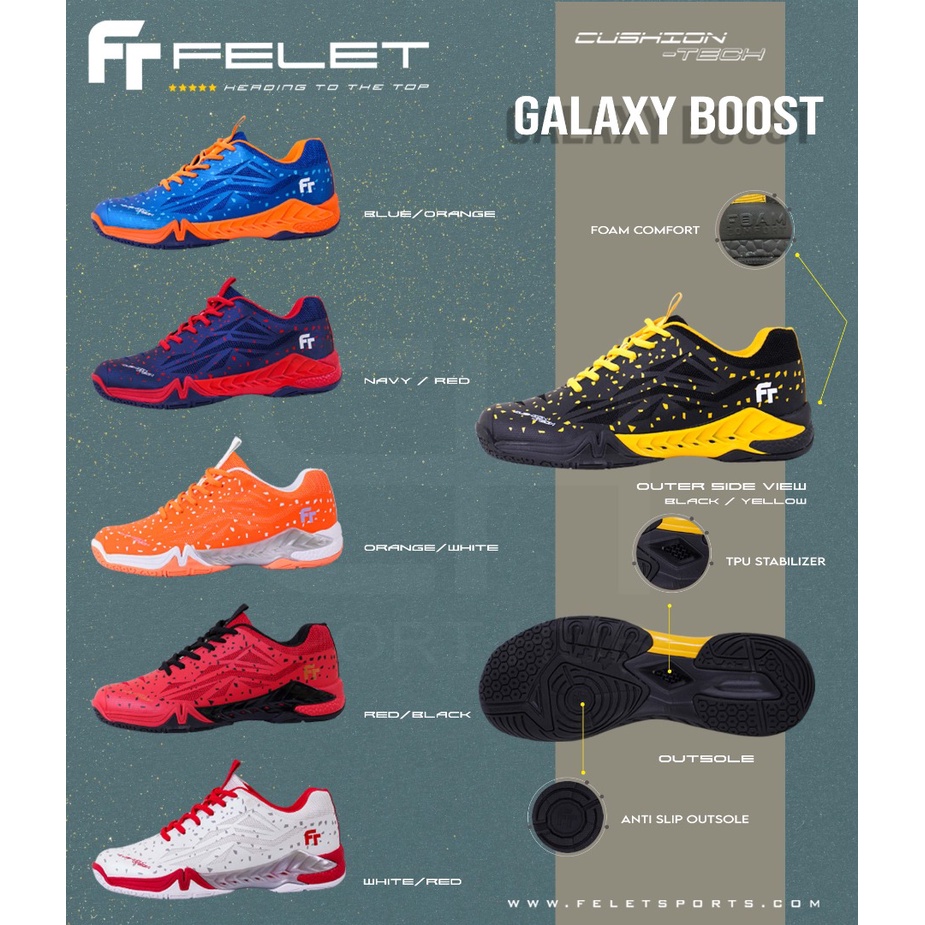 SportHub Felet Galaxy Boost Badminton Shoes 100% By Fleet | Shopee ...