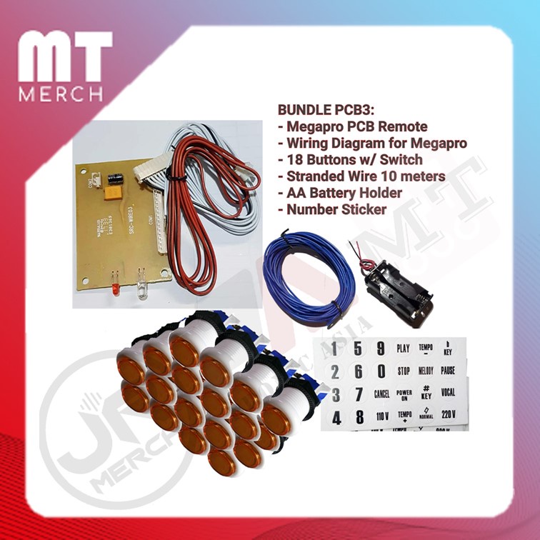 BUNDLE PCB: MEGAPRO PCB Remote w/ Buttons, Wire, Battery Holder ...