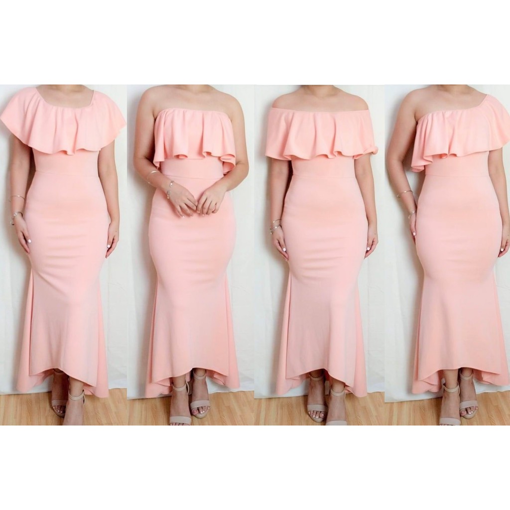 Small To Med 4 Way Bridesmaid Dress Mermaid Off Shoulder Neoprene
