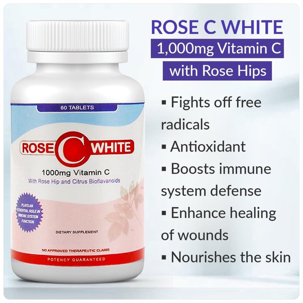 Rose C White Vitamin C 1000mg with Rose hips Extract - 60 tablets ...