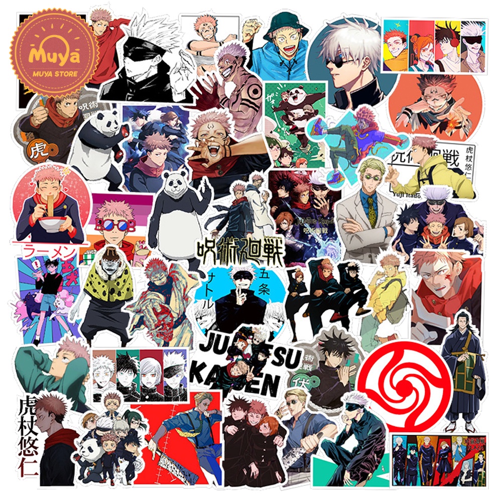 MUYA 50pcs Japanese Anime Jujutsu Kaisen Stickers Waterproof Cartoon ...