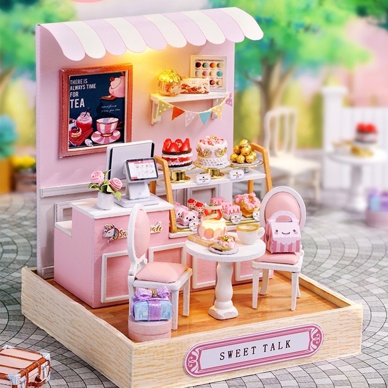 Cute pink cake shop model _ DiY self-assembled doll house model (Free ...