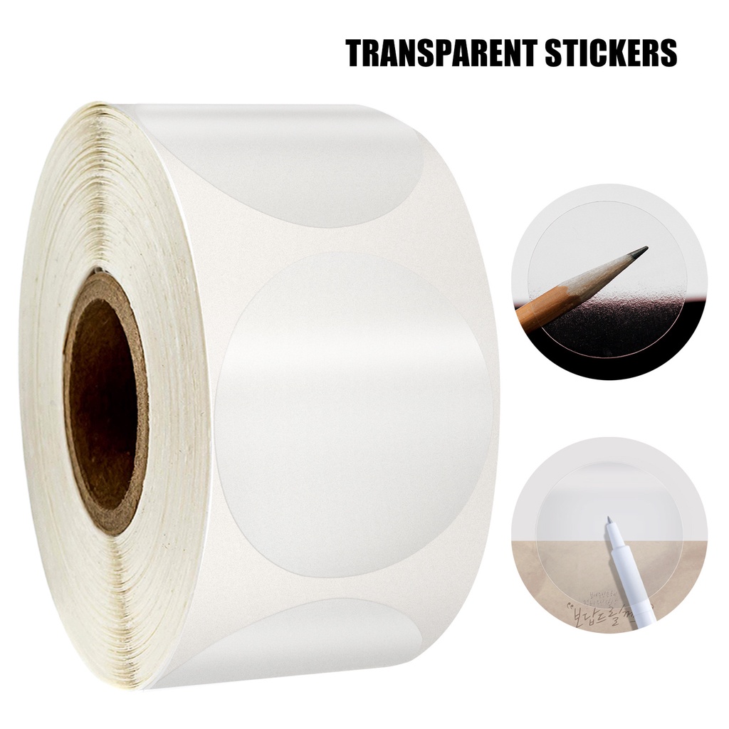 500Pcs/Roll Transparent Round Stickers 1 Inch Envelope Seals Small ...