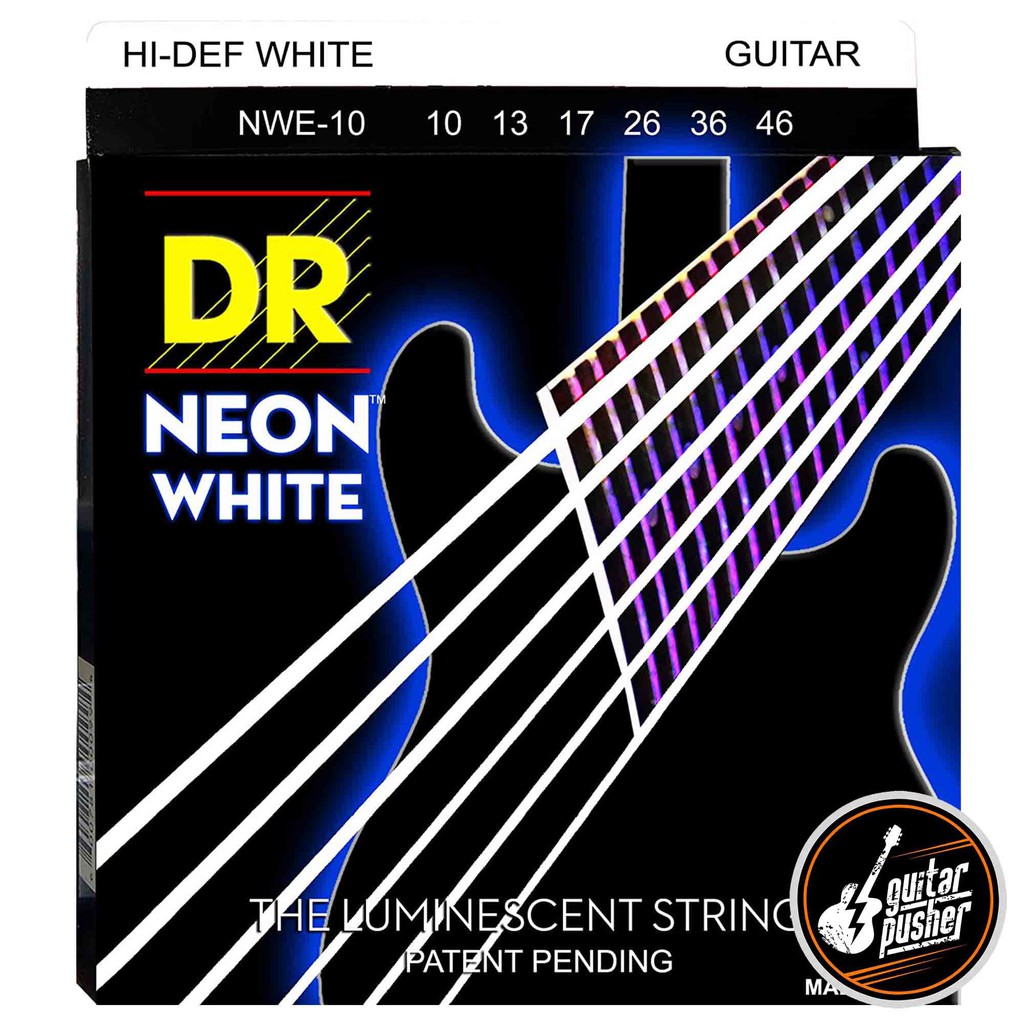 Dr Nwe-10 Hi-Def Neon White K3 Coated Medium Electric Guitar Strings 10-46 (10 13 17 26 36 46 ...