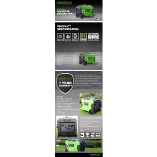 Greenfield 4000w Ultra Silent Gasoline Portable Inverter Generator with ...