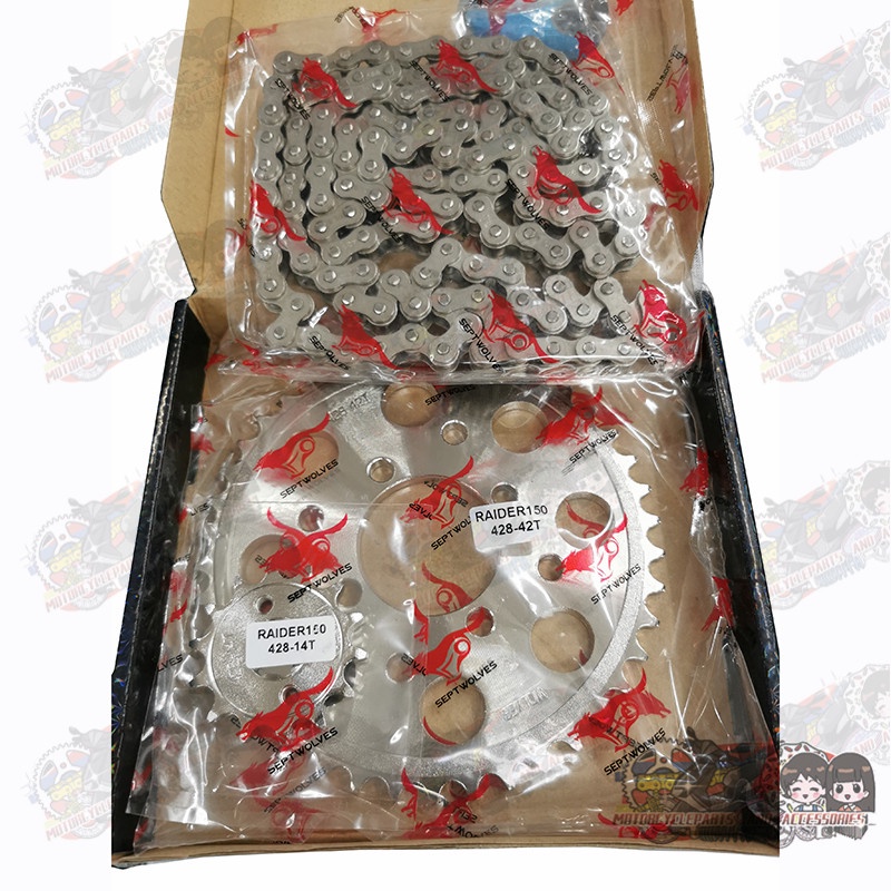 LJ Motorcycle 428 Chain Sprocket Set Raider 150, Raider150 new(15T/43T ...