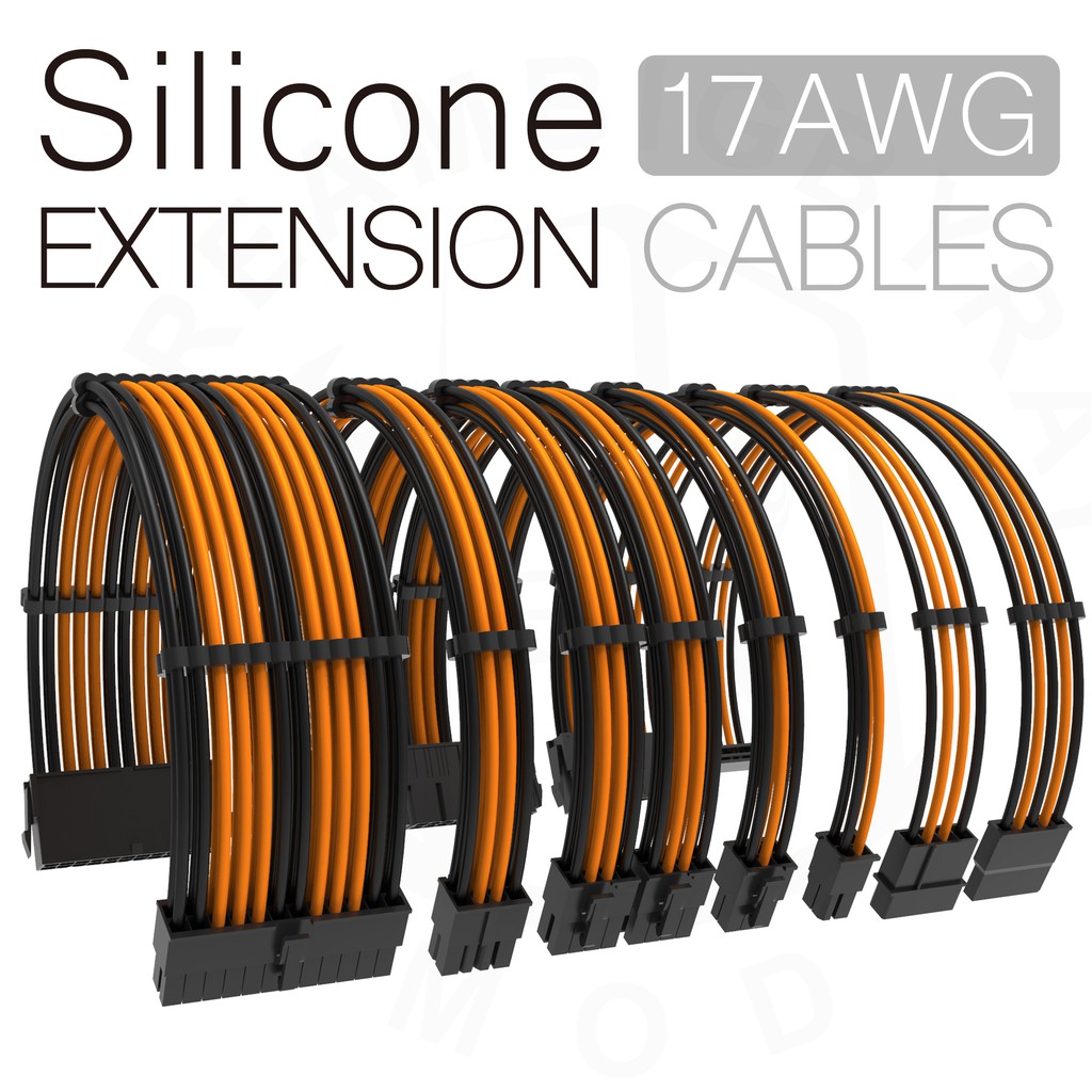 silicone extension cables 30cm for motherboard cpu gpu black orange ...