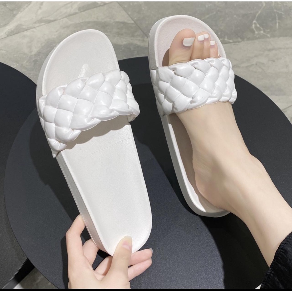 KNOT strap design New Slippers For Women One Strap Simple Flat Slip-on ...