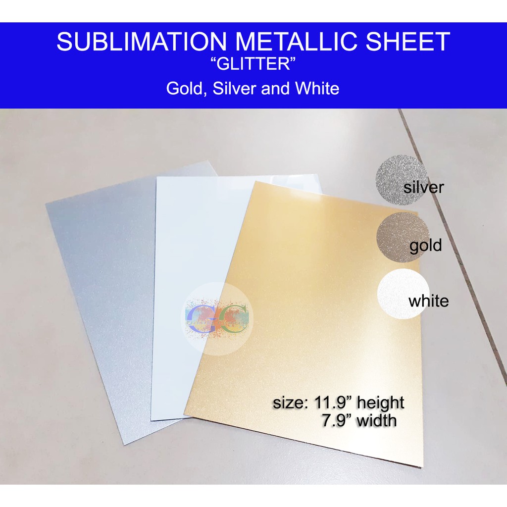Sublimation Metallic Sheet "Glitter" Gold/ Silver/ White | Shopee ...