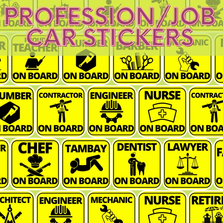 Square Profession Job on Board Stickers For Cars Motorcycle Waterproof ...