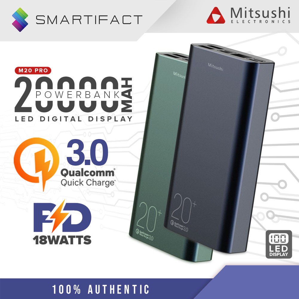 Rapow by Mitsushi M20 Pro Powerbank 20000mAh 18W LED Display Metal ...