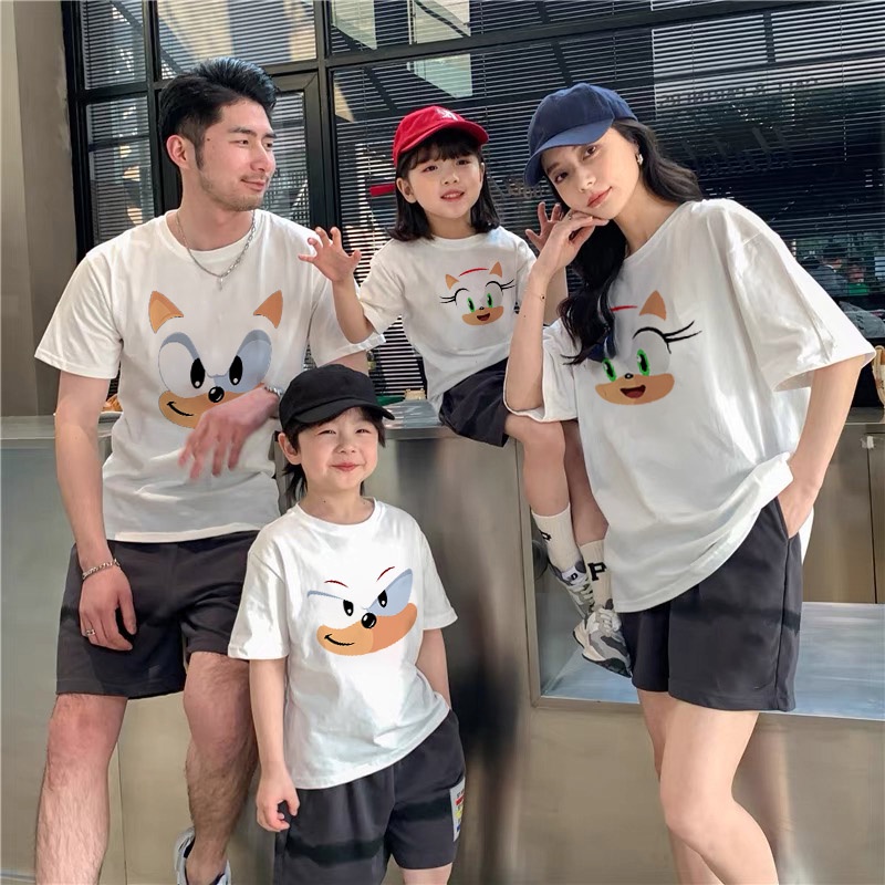 SONIC The Hedgehog Face Cartoon Pattern Print Family T Shirt Mama Dad ...