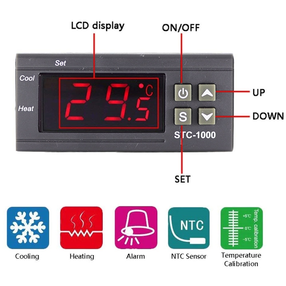 Quality Universal Digital STC-1000 Temperature Controller Thermostat with Probe -50~99C 220 V ...