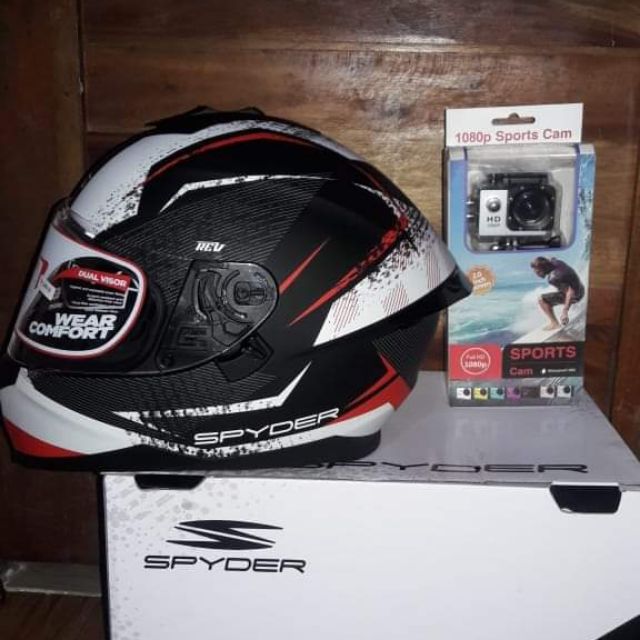SPYDER REV+GD w/Spoiler Matte Black/Red/White Package Set | Shopee ...