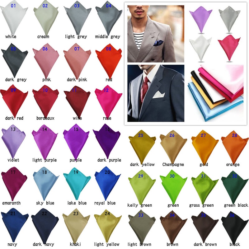 Luxury 36 Colors Hanky Men's Handkerchief Solid Color White Black Red ...