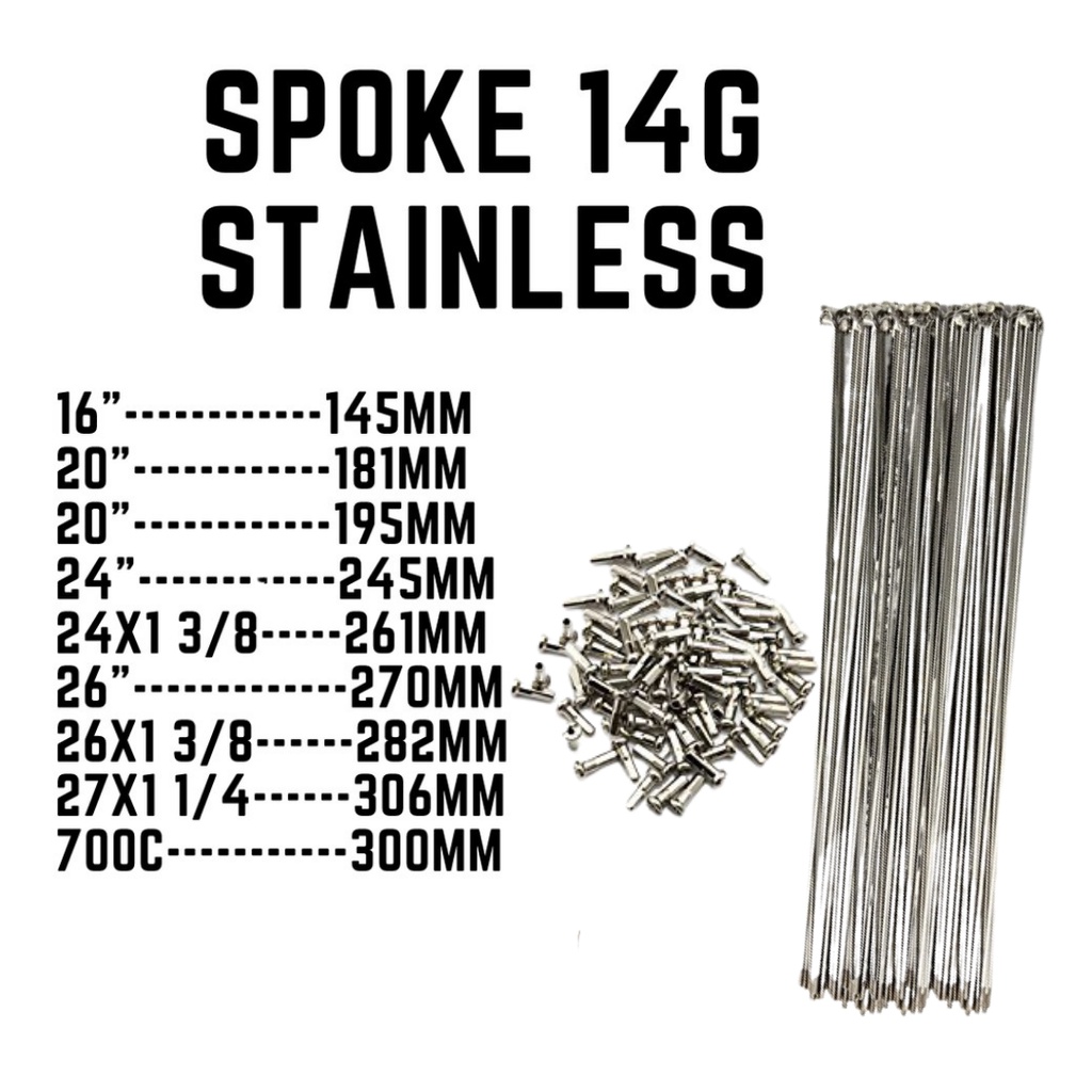 14G Stainless Bicycle Spokes – 36pcs per Set | Choose Your Size | For ...