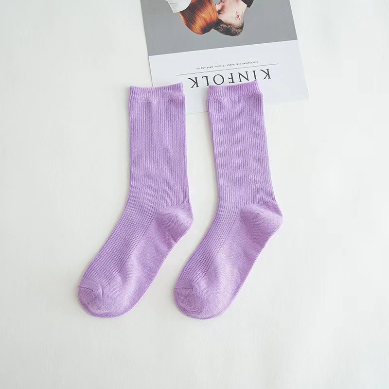 Casual womens sock solid color cotton socks for women ladies candy ...