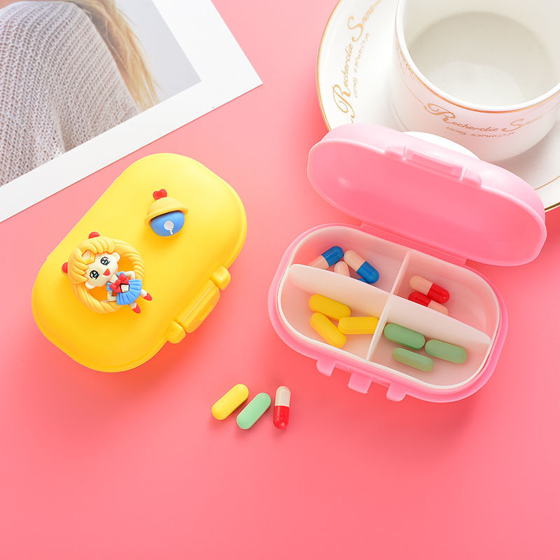 Portable Cute Cartoon Pill Capsule Storage Box Divided Into ...