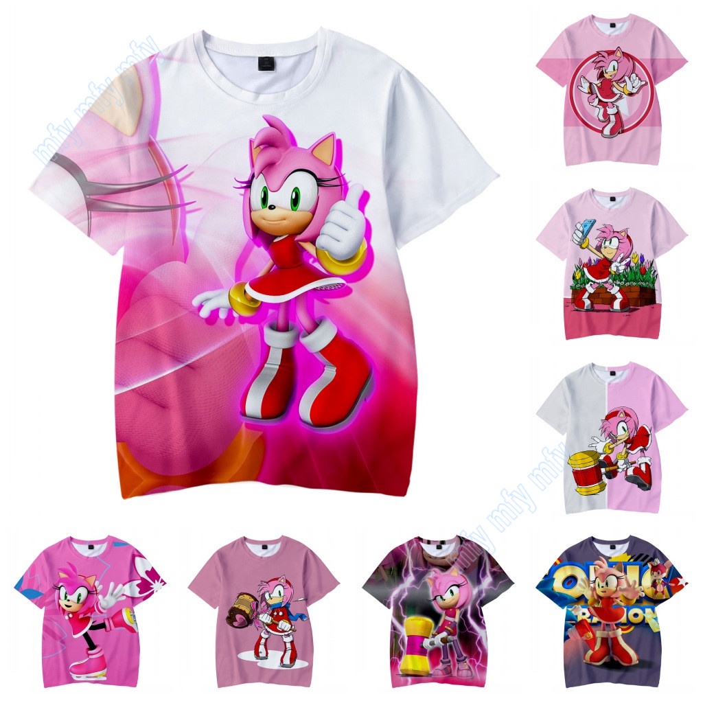 Sonic The Hedgehog Amy Rose T-shirt Children Boys Girls Casual Short Sleeve Round Neck Tees Tops ...