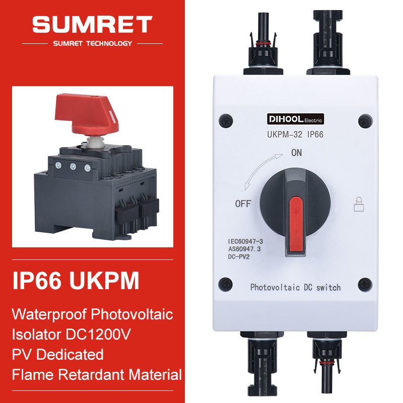 Solar PV DC Switch Isolator 1000V 1200V 32A Photovoltaic Interruptor Disconnect Outdoor IP66 ...