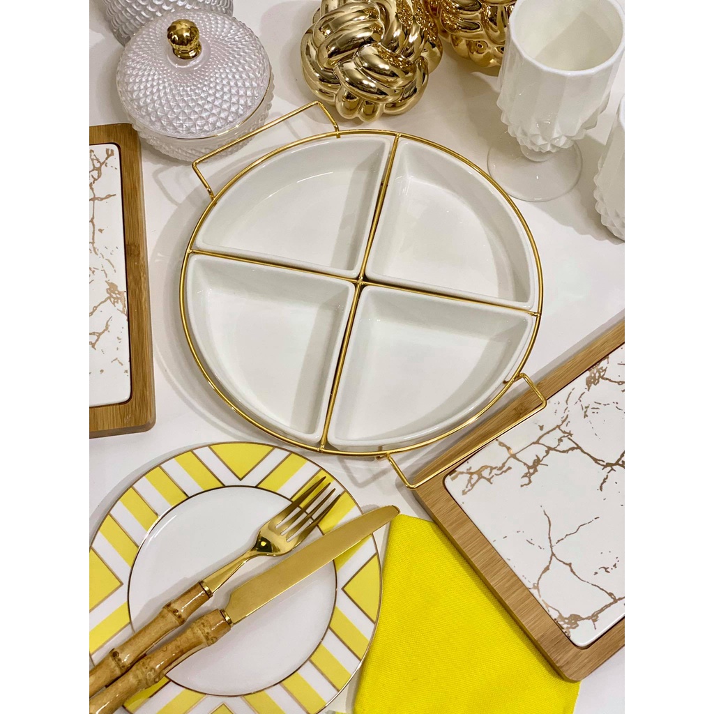 Ceramic Serving Plate Dish - 4 divider | Shopee Philippines