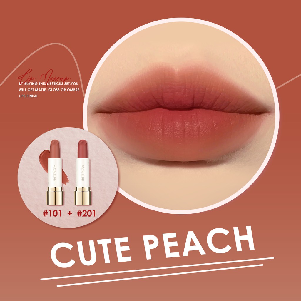 FOCALLURE Lipstick + Lip gloss set Soft, Non-clumping Make up | Shopee ...