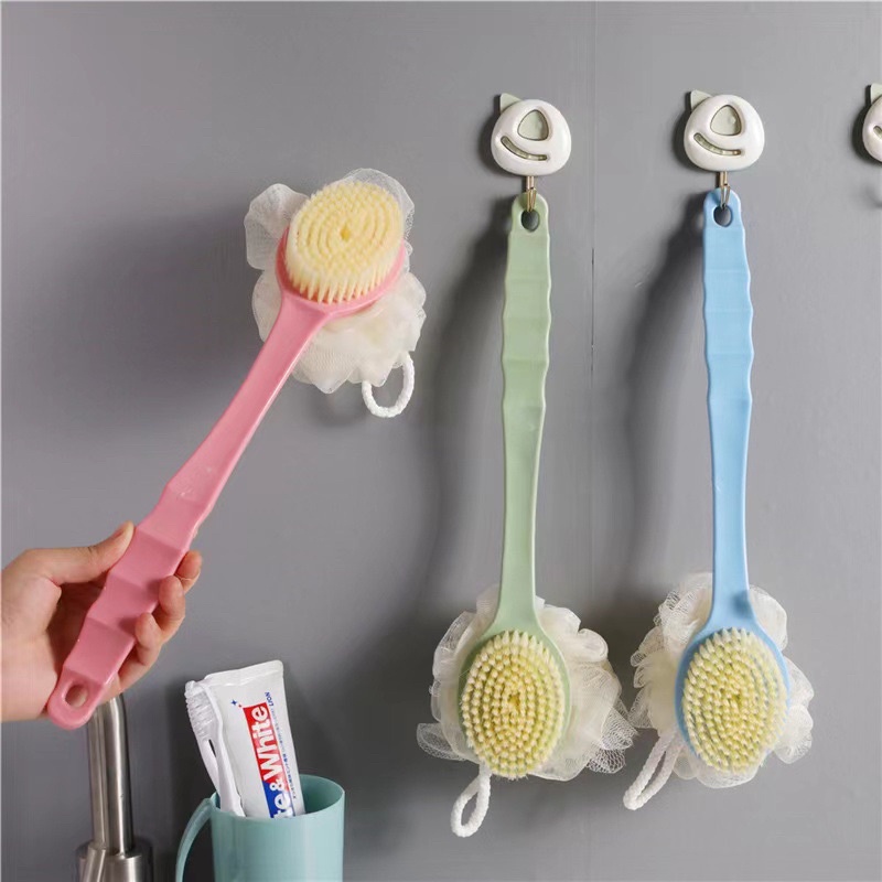 Body Bath Scrub Long handle brush sponge with mesh scrub shower body ...