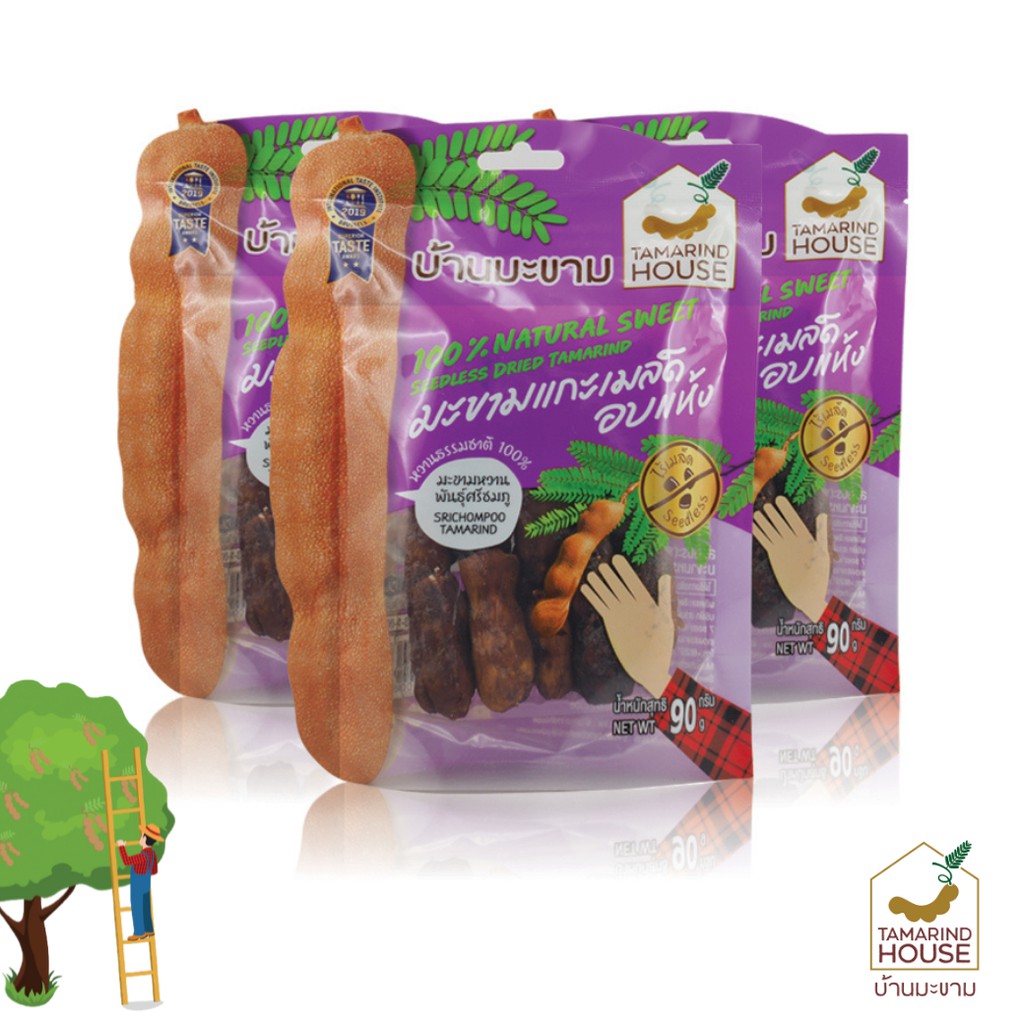 (Dehydrated Tamarind Seeds 90 Grams SET 3 Sachets) Baan Sweet Dried ...