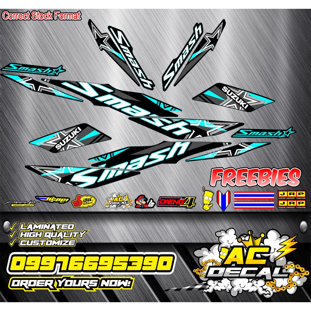 Suzuki Smash 115 Custom Decal (CYAN,ACDECAL) | Shopee Philippines