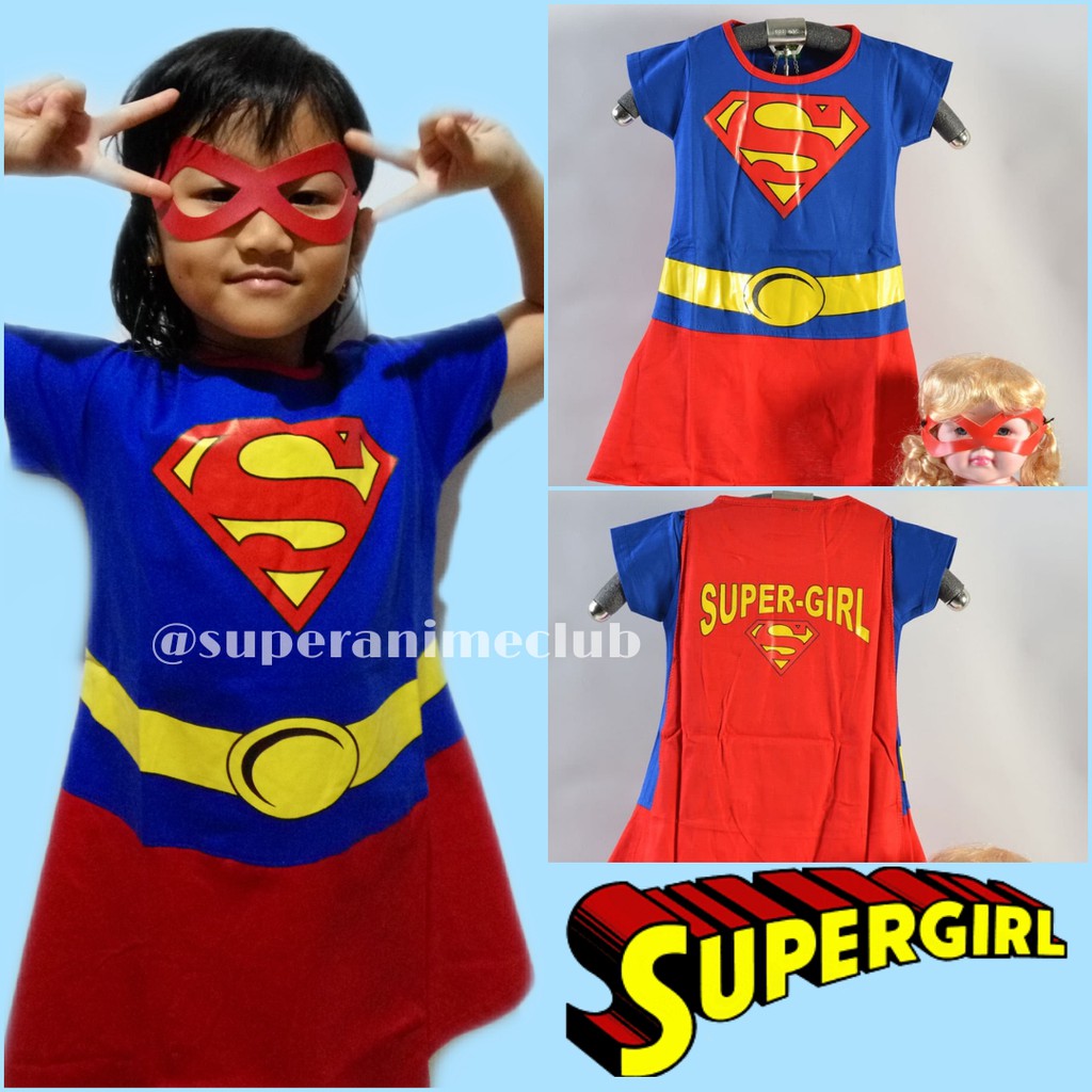 Superhero Supergirl Blue Girl Costume Dress Blue Carnival Character ...