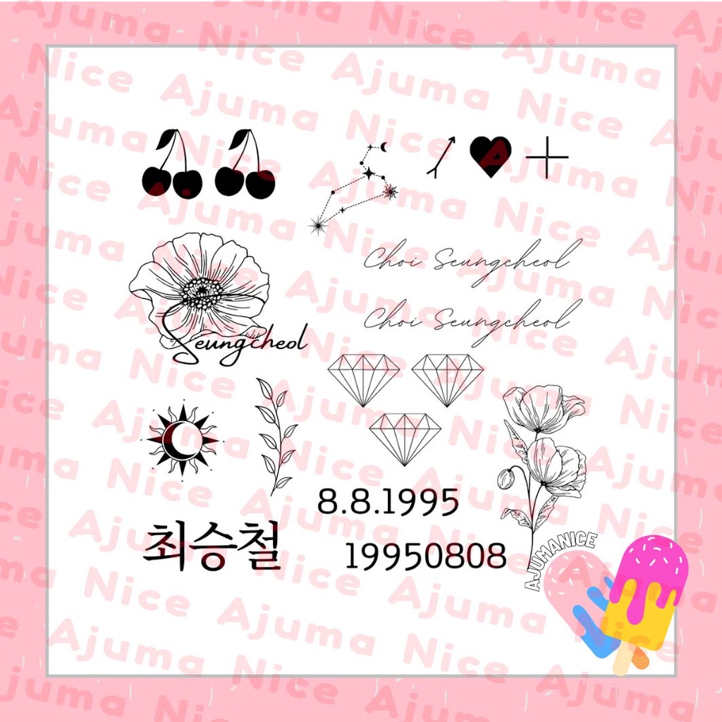 SVT Hyung Line Member Inspired Temporary Tattoo Set (byAjumaNice ...