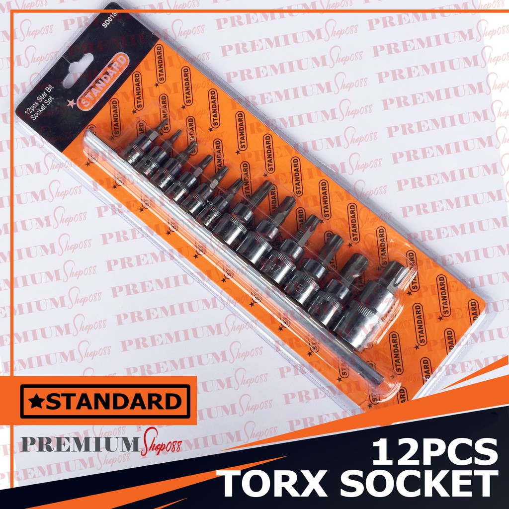 Standard Torx Socket Wrench Set 12pcs Star Bit Drive T10 T15 T20 T25 ...