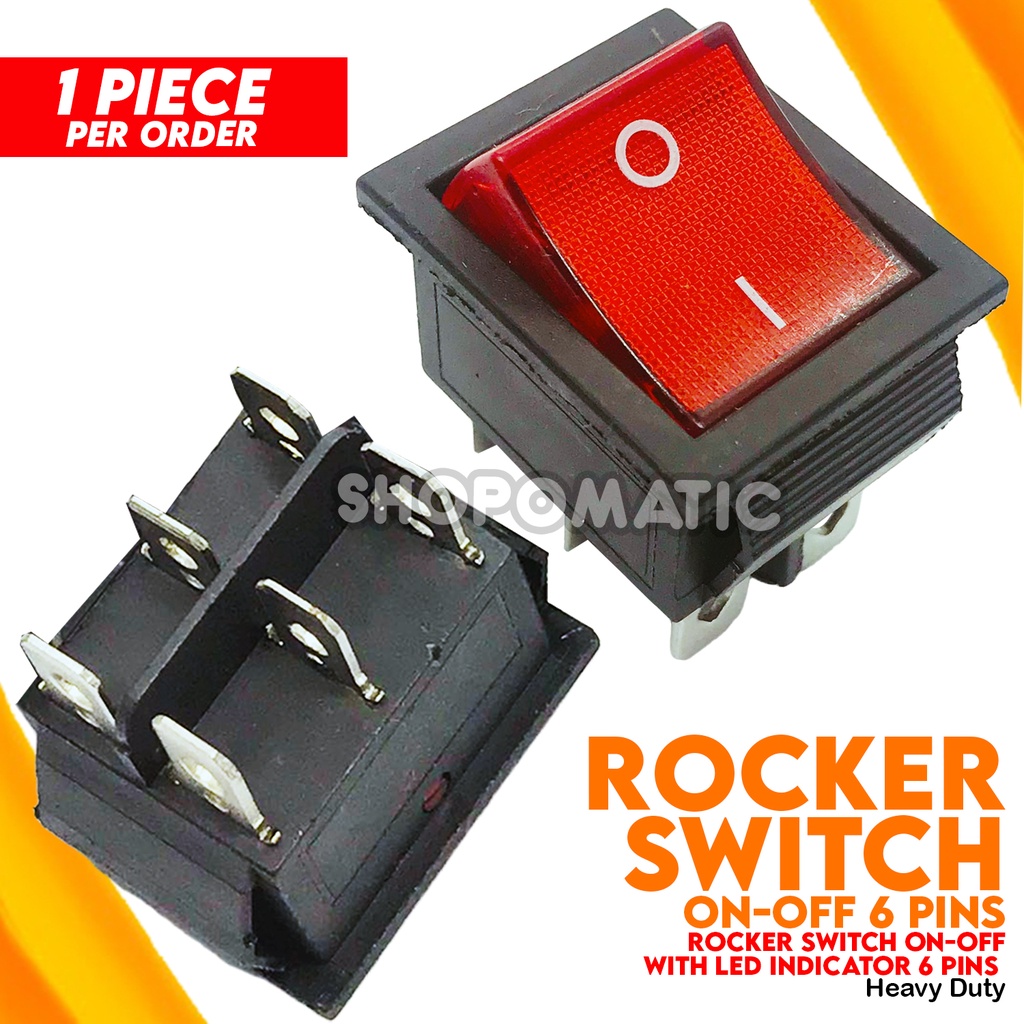 Rocker Switch ON-OFF 6 Pins With LED Indicator Heavy Duty | Shopee ...